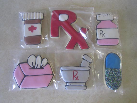 12 Cute Pharmacy Hand Decorated Cookies