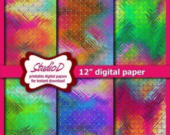 50% SALE Rainbow swirls Digital paper swirls by StudioDprint