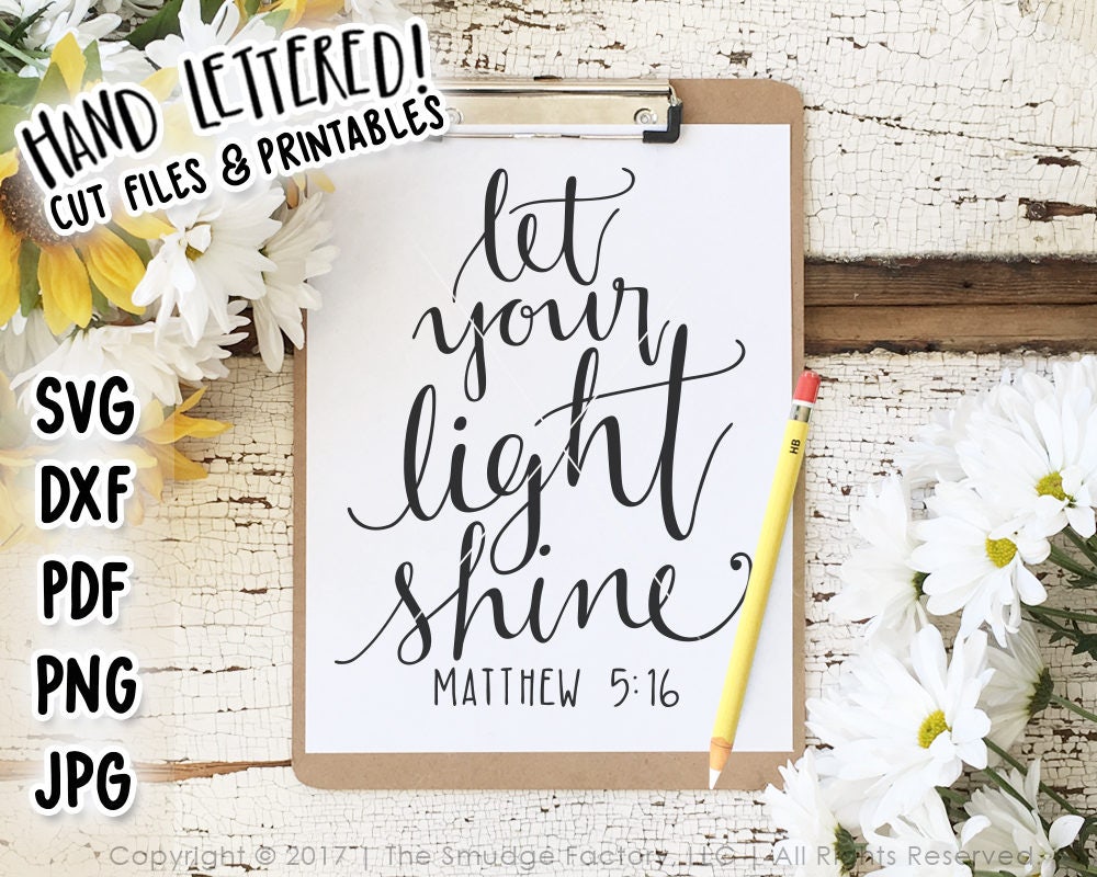 Bible Verse SVG Cut File Let Your Light Shine Matthew 5:15