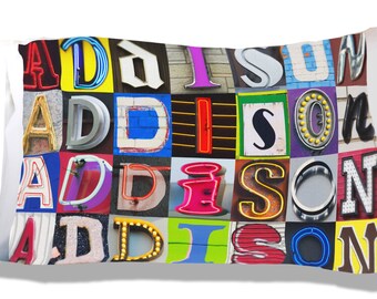 Personalized Pillow Cases featuring ANY NAME in sign letters
