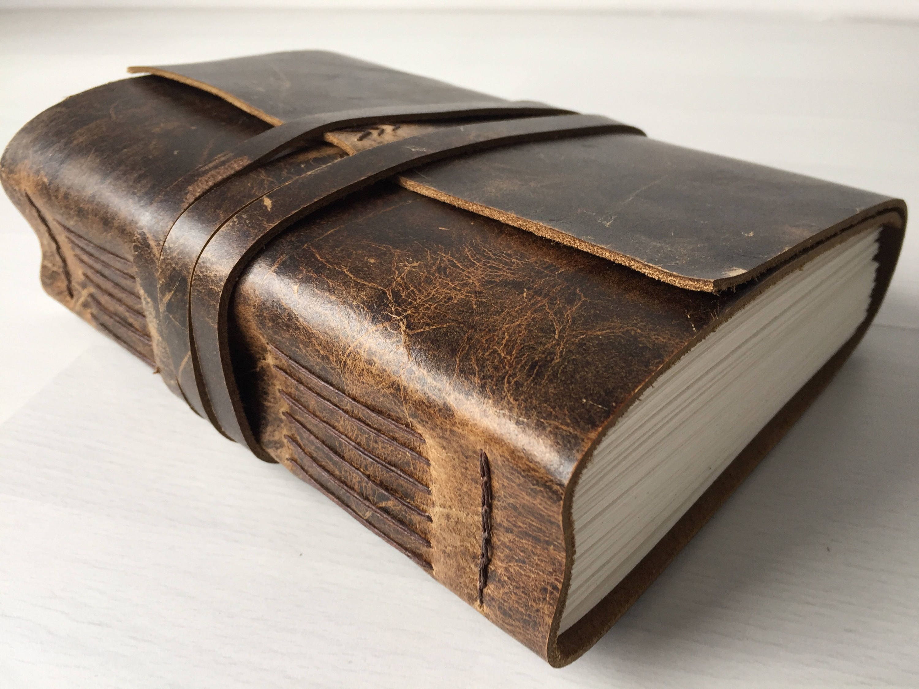 Large leather journal leather sketchbook handbound A5 rustic