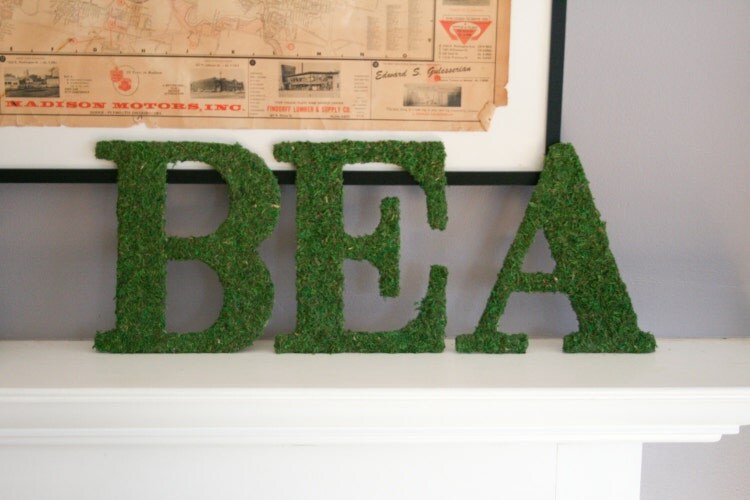 10 Moss Monogram Letter Art Moss Covered Initial by CellarWindow
