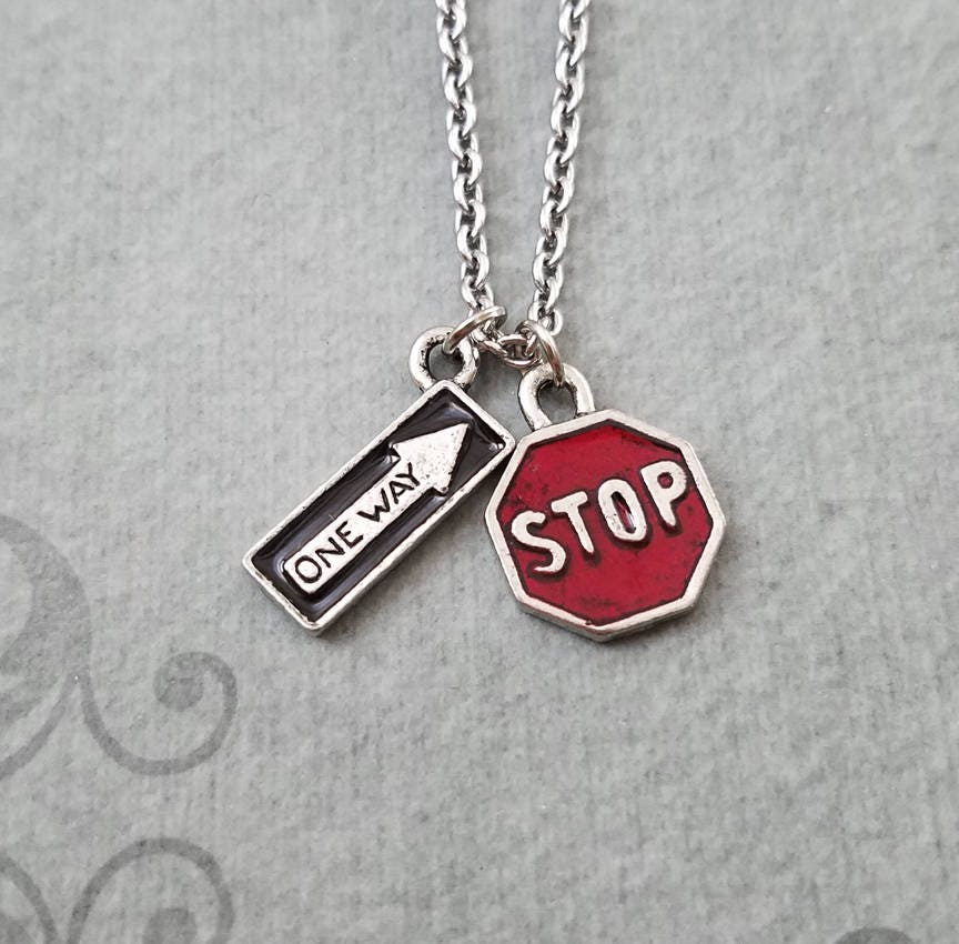 Stop Sign Necklace SMALL Red Stop Sign Charm Street Sign