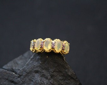 Pink fire opal ring | Etsy