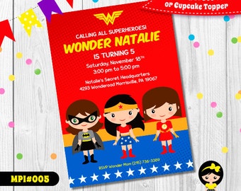 Wonder woman invitations | Etsy