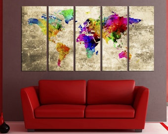 abstract wall art Old world Map wall art print Large world