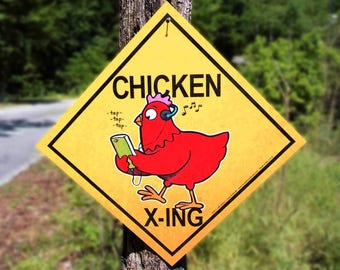 Chicken warning sign | Etsy