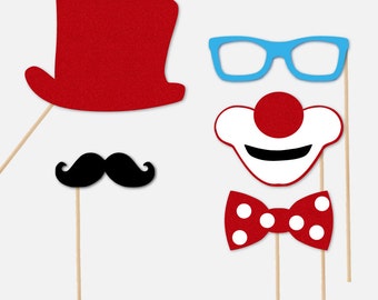 Carnival Birthday Party . Clown Photo Booth Prop Cutout and