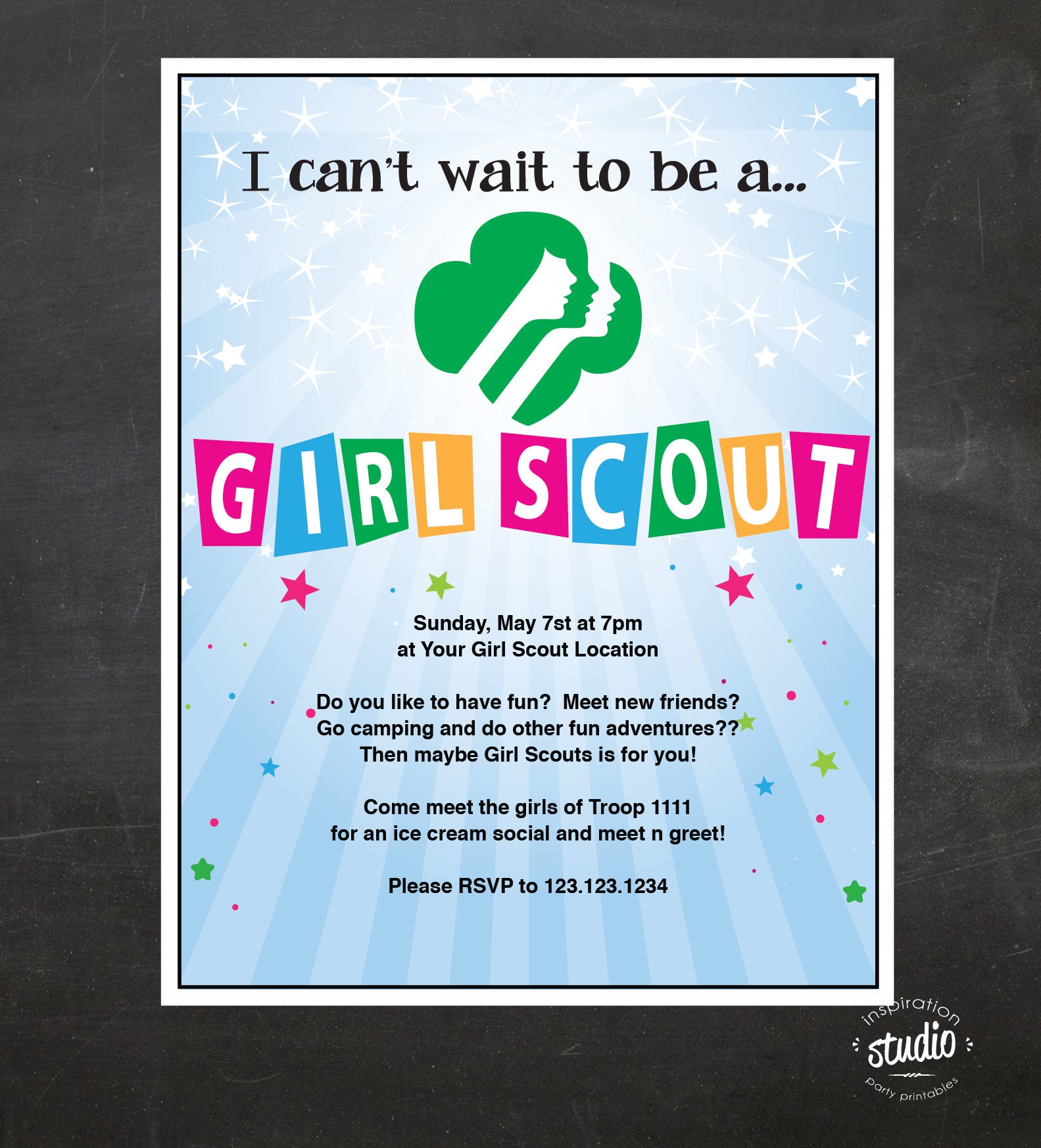 Girl Scout Recruitment Flyer Instant Download Girl Scout