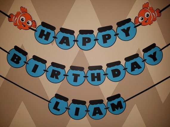 Finding Nemo Happy Birthday Banner Personalized