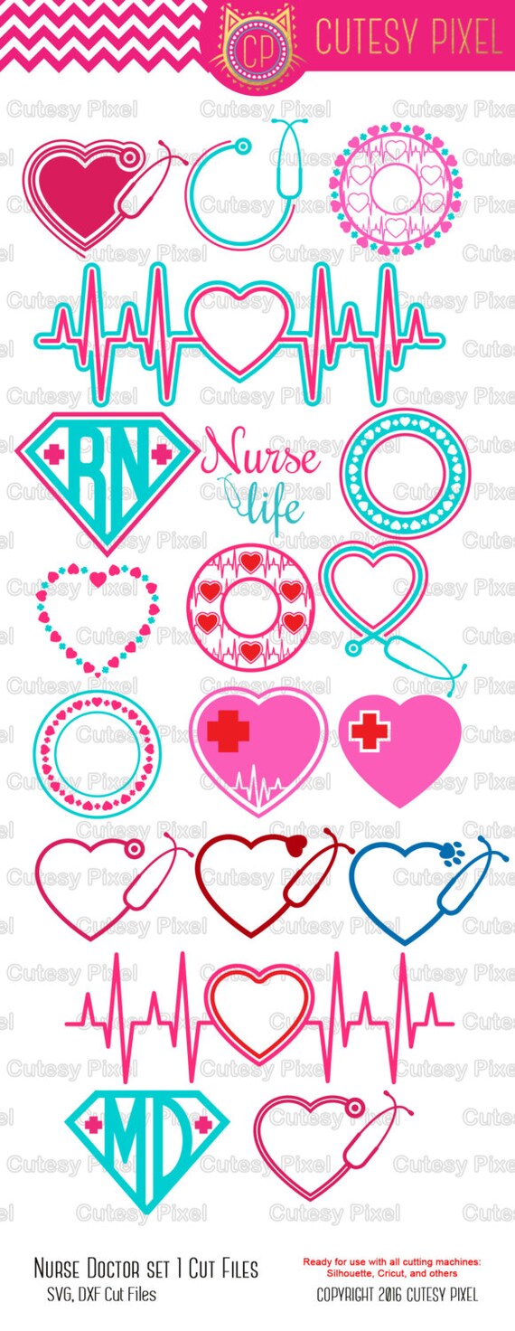 Nurse monogram Svg cutting file nurse Desings SVG by CutesyPixel