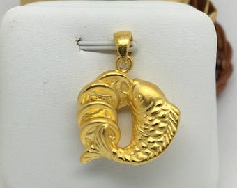 Gold fish pendant | Etsy