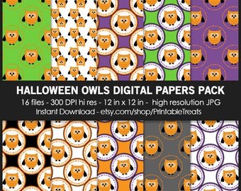 Owl digital paper | Etsy