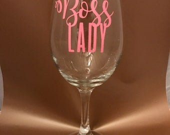 Boss lady wine glass | Etsy