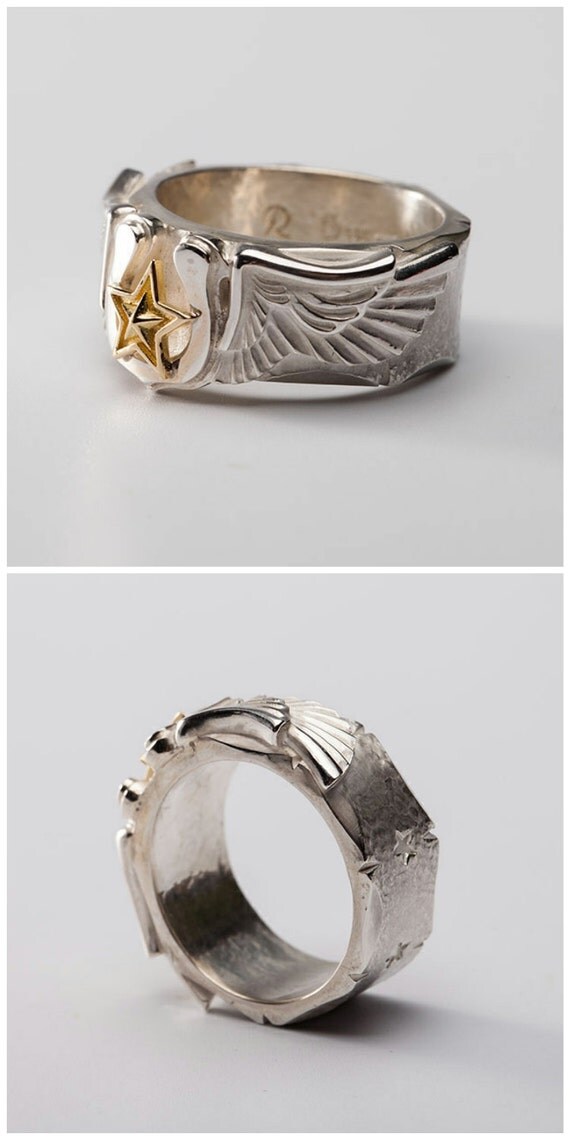 Silver Wing Ring Angel Wing Ring Gold Star Ring Lucky