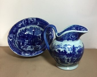 Flow blue pitcher | Etsy