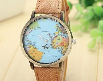 World map watch | Etsy