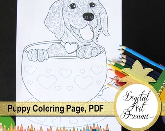 Dog coloring page | Etsy