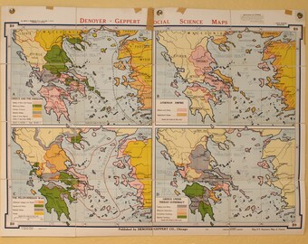 Old map of greece | Etsy