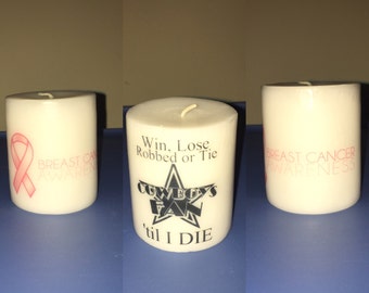 Breast cancer candle | Etsy