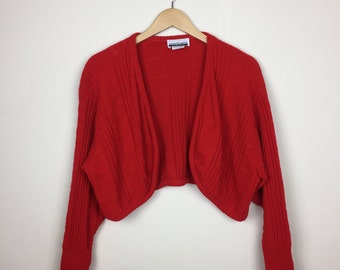 Red cropped sweater | Etsy