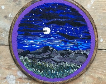 Moon embroidery | Etsy