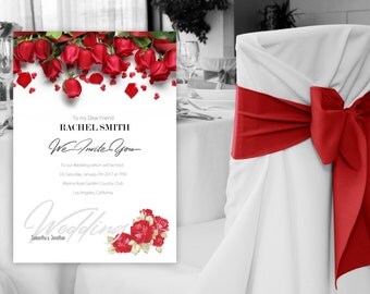 Red rose invitation | Etsy