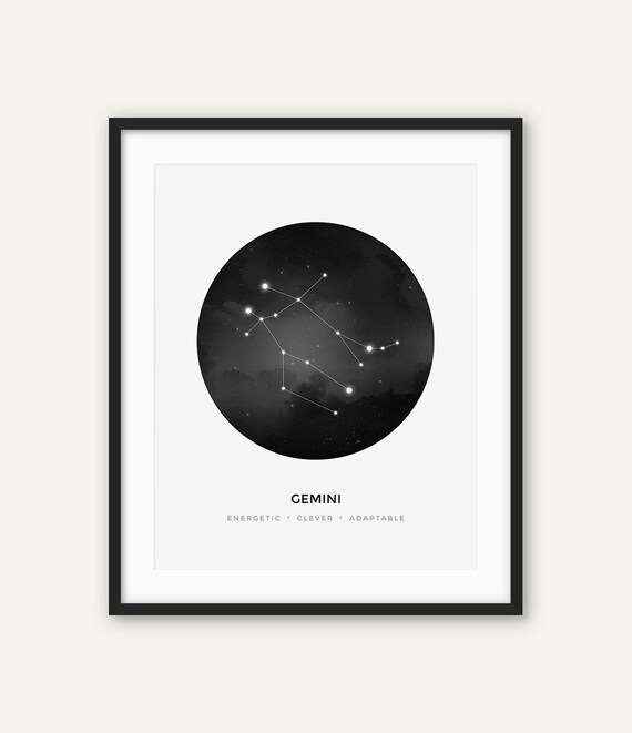 Gemini Astrology Sign Print Zodiac Constellation Wall Art