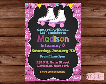 Roller skate invite | Etsy