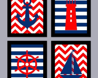 Pink navy nautical | Etsy