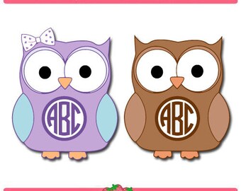 Owl monogram svg | Etsy