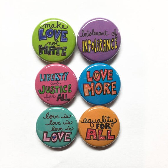 Equality Pin Back Buttons or Magnets Civil Rights Human