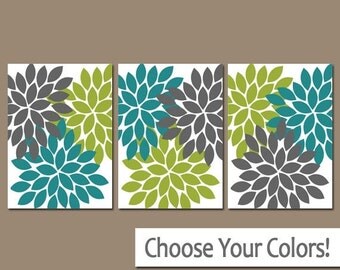 Teal grey wall art | Etsy