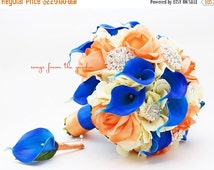 Unique royal blue bouquet related items | Etsy