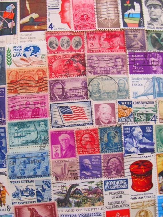 America The Beautiful 100 Vintage US Postage Stamps Americana