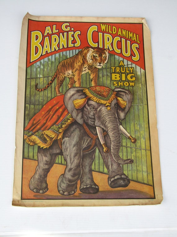 Vintage Circus Poster // Al G Barnes Circus Poster // 1960