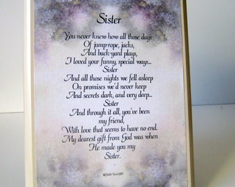 Sister poem | Etsy
