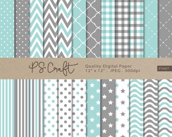 Baby Blue Digital Papers Baby Shower Digital Paper Blue