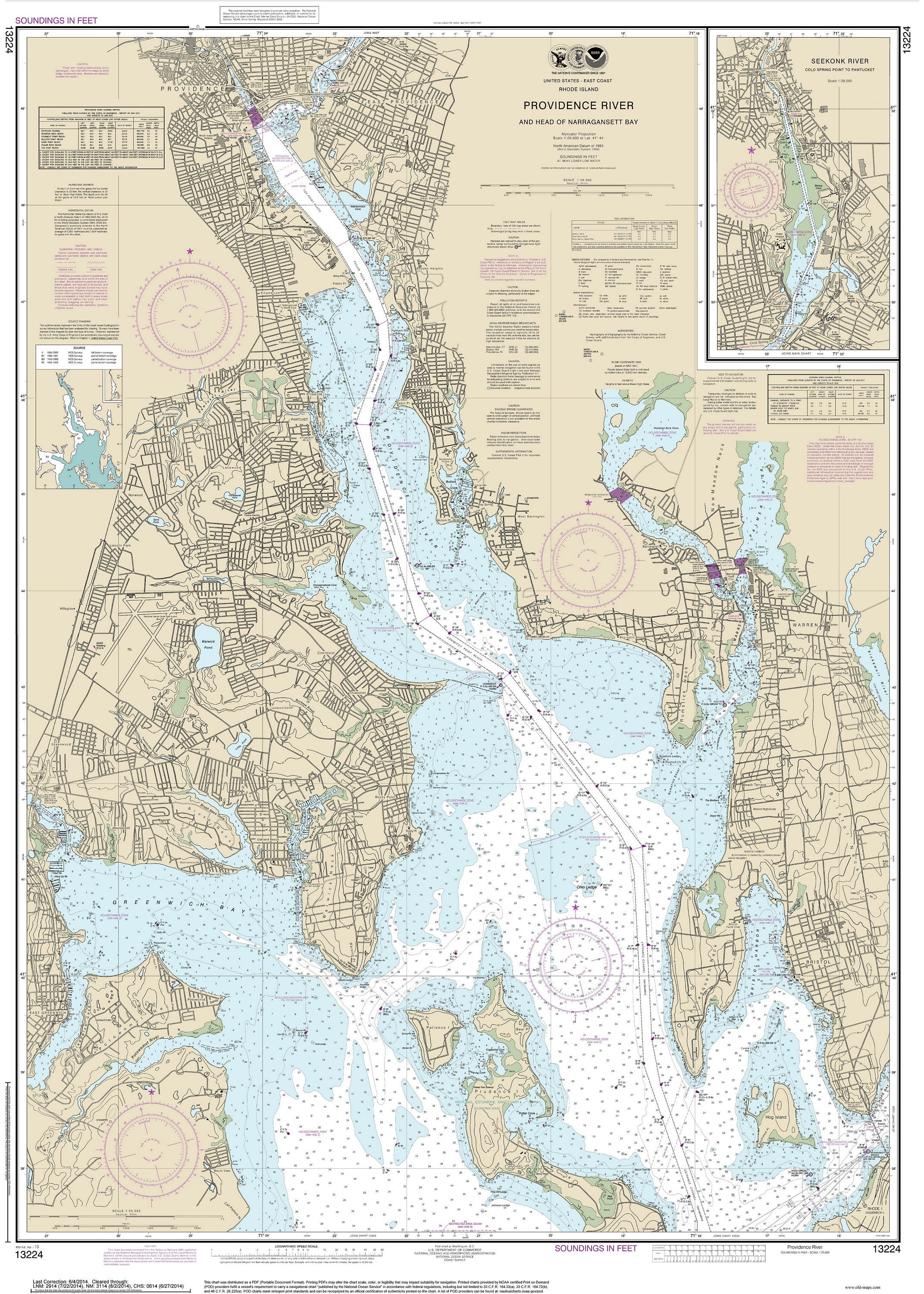 Providence River RI 2013 Nautical Map by the USCGS