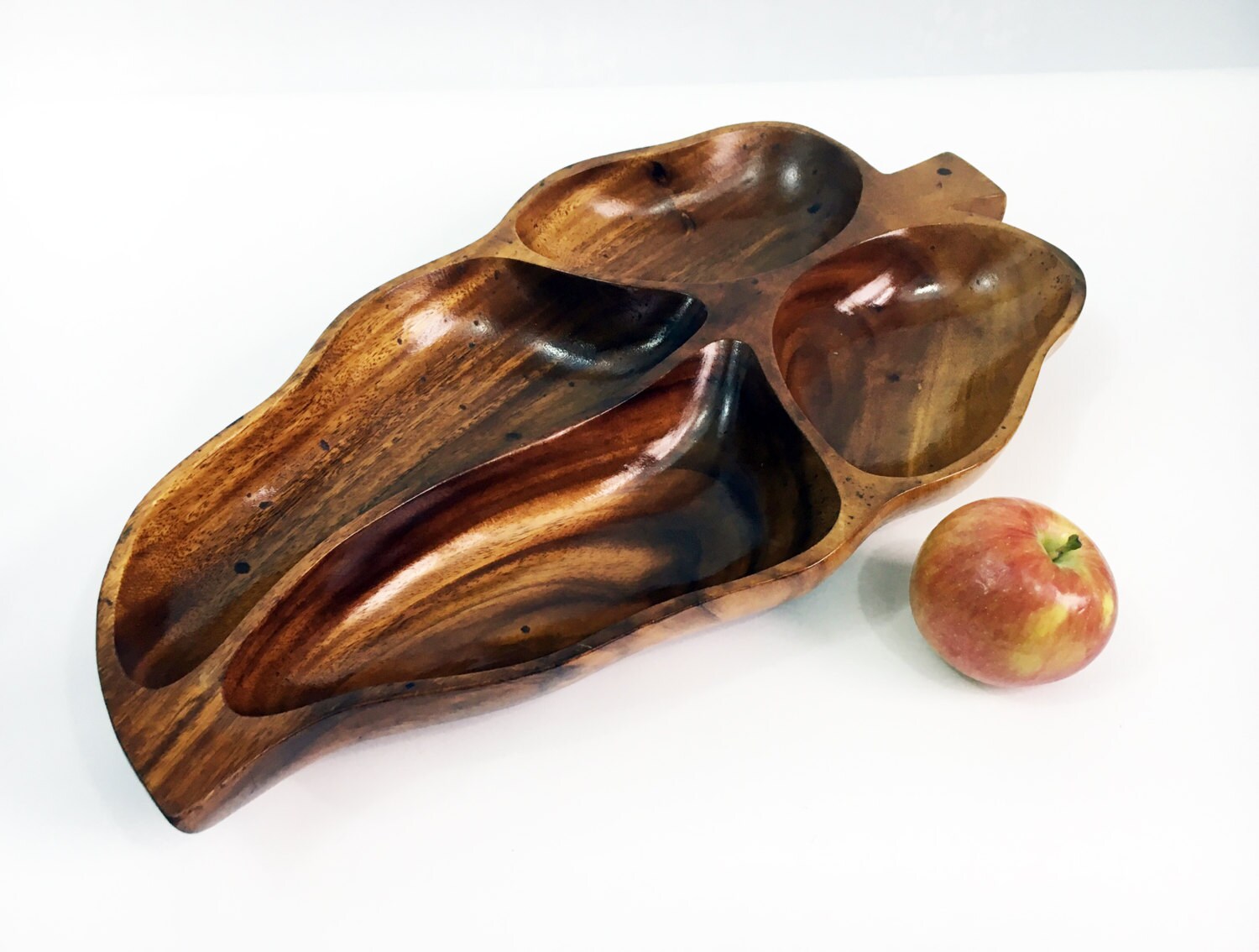 Vintage Monkeypod Monkey Pod Wood / Wooden / Carved Serving Tray - Four ...