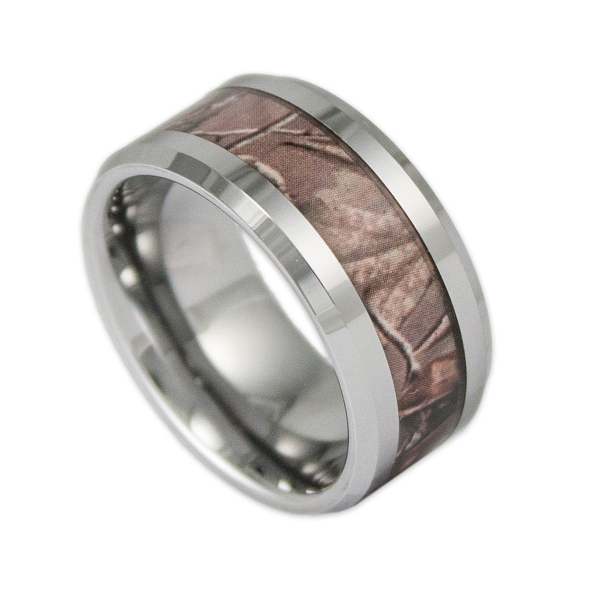10MM Wide Mens Tree Camo Tungsten Wedding Ring Camouflage