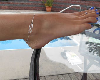 Large Infinity Anklet Double Chain Infinity Anklet Sterling