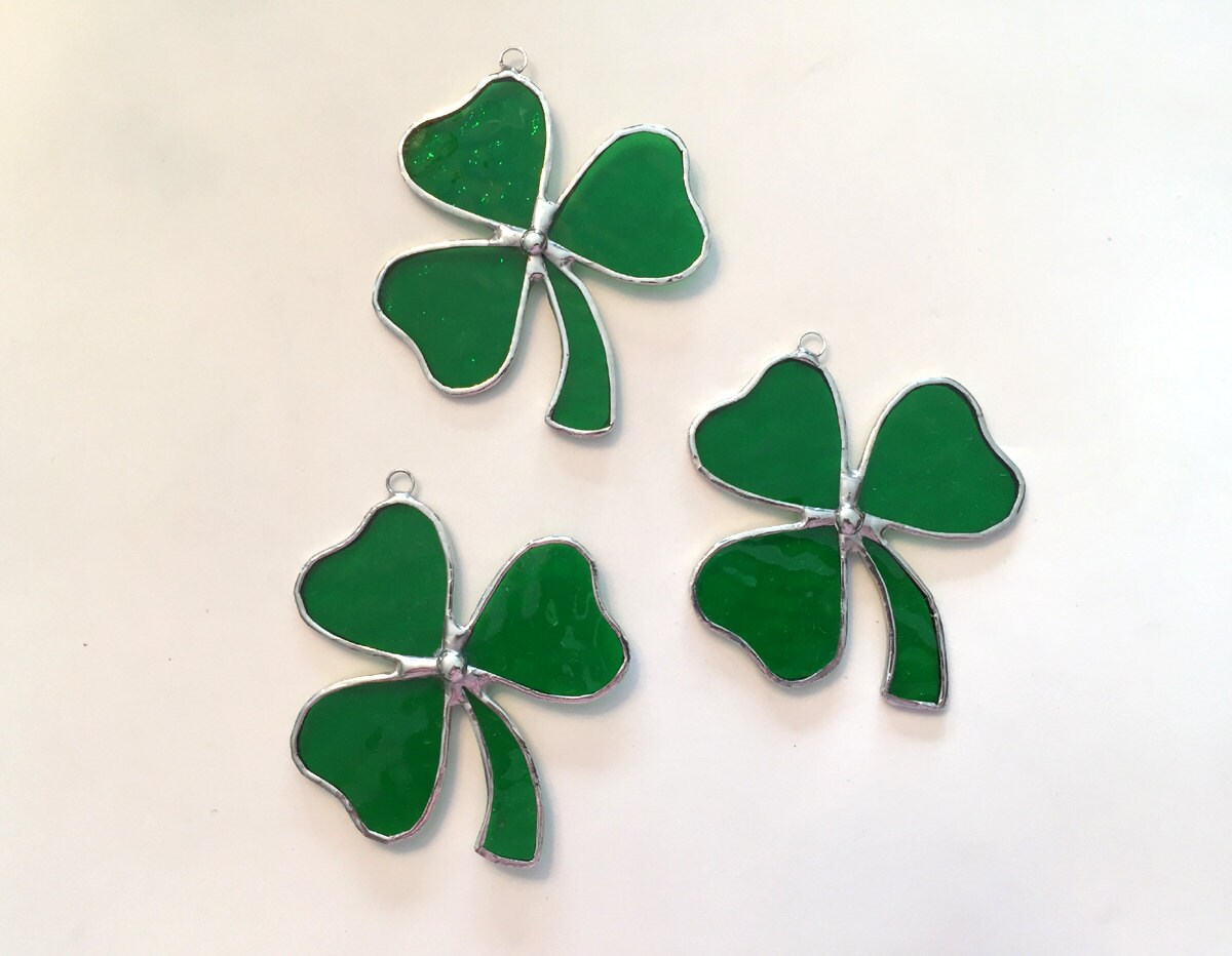 Handmade Stained Glass Shamrock Suncatcher