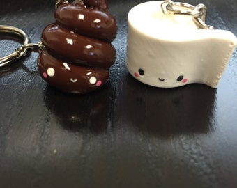 poop and toilet paper Keychains or necklace BFFs jewelry