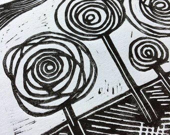 Linoleum print | Etsy