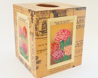 Decoupage tissue box | Etsy