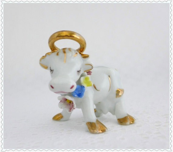 Holy Cow Figurine Angel Cow Vintage Collectible Small Calf