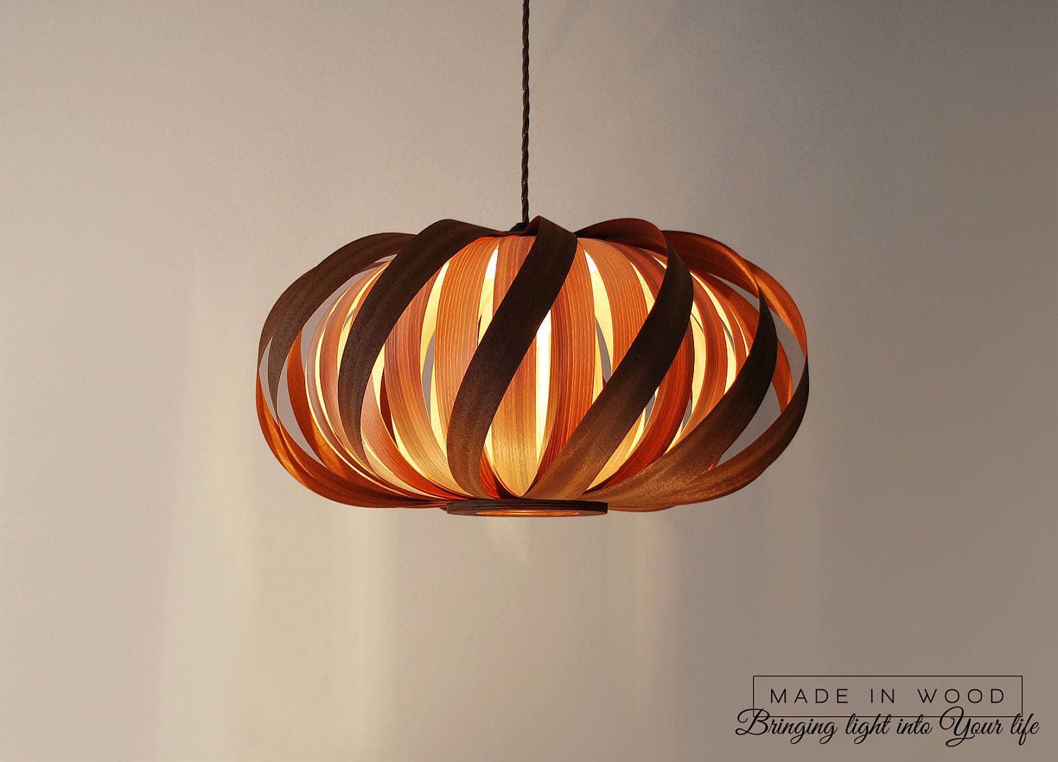Ceiling light Modern Natural Wood Veneer Exclusive Lamp