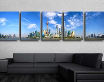 3 Panel Split New York skyline Panoramic Canvas Print.