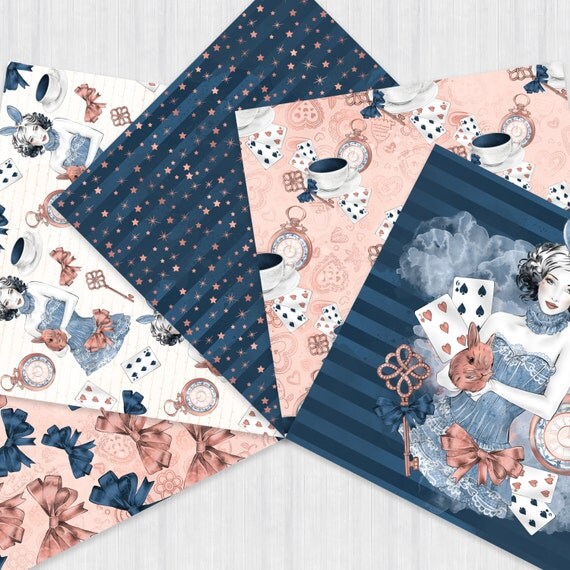 Alice in Wonderland Paper Pack Pastel Alice Digital Background